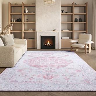 Safavieh Traditionell Teppich f&uuml;r Rug Ideal f&uuml;r stark frequentierte Bereiche - Maschinenwaschbar und rutschfest - Tucson Collection, Kurzer Flor, in Beige und 