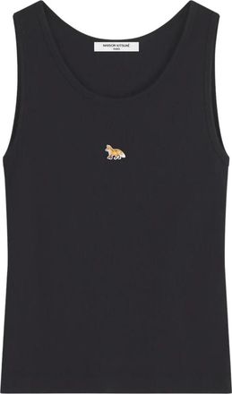Maison Kitsun&eacute; Femme, Tops, Noir, Taille: 36 FR Baby Fox Tank Top