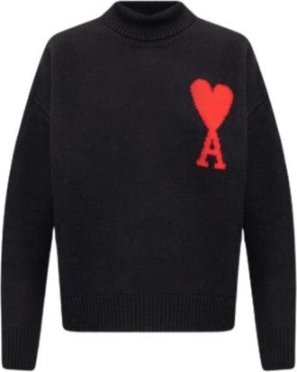 Ami Homme, Pulls, Noir, Taille: M Ami De Coeur Turtleneck Sweater