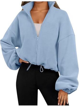 Generic Vestes &agrave; capuche &agrave; fermeture &eacute;clair pour femmes, surdimensionn&eacute;es, en polaire, manteau dentra&icirc;nement 2026, bleu, XXL