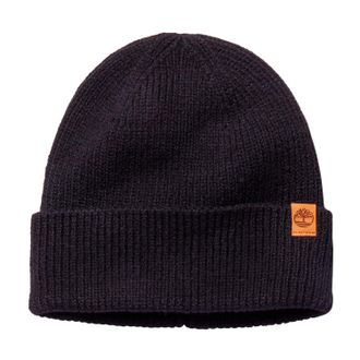 Timberland Mens Ribbed Beanie with Logo Label - Size One Size
