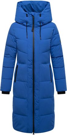 Navahoo Damen Wintermantel warmer Steppmantel mit 2-Wege Rei&szlig;verschluss, wasserdichten Rei&szlig;verschl&uuml;ssen und verstellbarer Kapuze Schokokuss XIV Galaxy Blue Gr