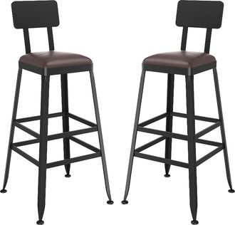 Generic Barhocker im industriellen Vintage-Stil, hohe K&uuml;cheninsel-Barhocker mit R&uuml;ckenlehne und Metallbeinen, ideal f&uuml;r ESS- und Wohnzimmer, 66/76 cm (26/30 Z