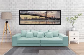 Maison Belfort home24 Bigsofa Breval Blau/Pastellblau Microfaser 289 x 61 x 110cm Landhaus