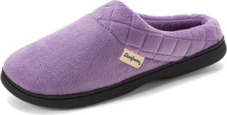 Dearfoams Womens Darcy Microfiber Velour Clog with Quilted Cuff Slipper, Smokey Purple, Small Wide