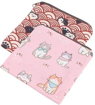 IFUNDOM 2 pi&egrave;ces Sac de Rangement Serviettes Hygi&eacute;niques &Eacute;tanche et Lavable Organisateur Portable Polyester pour Tampons et Accessoires F&eacute;minins Pochette Ador