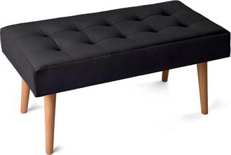 MG Design Polsterbank 45 &times; 90 cm in Dunkelgrau - stabiles Holzgestell, weich gepolstert, samtig-weiche Oberfl&auml;che mit dezentem Schimmer, pflegeleicht - f&uuml;r Wohn