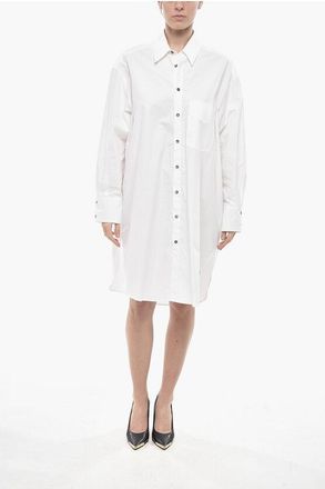 Palm Angels Poplin Shirt Dress with Printed Back Logo size 40
