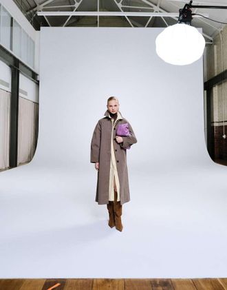 Asos Trench-coat long &agrave; pinces - Champignon-Brown