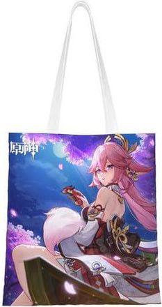 Generic 40.6 X 38.0 cm Canvas Totes Hand Shopping Bag With All Roles Print Genshin Impression For Daily Impact Shopping Shoulder Bag
