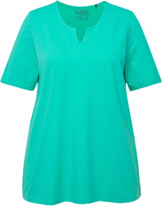 Ulla Popken Damen, A-Linie, Tunika-Ausschnitt, Halbarm T-Shirt, Türkisgrün, 42-44