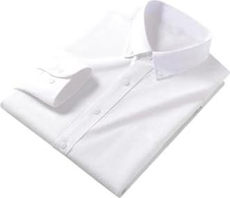 Generic Chemises Oxford pour homme en coton uni &agrave; manches longues et rayures, blanc, 6XL