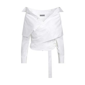 Balenciaga Off-Shoulder Wickelhemd - - Blouses & Shirts - Damen - Wei&szlig; - XS