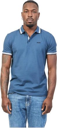 HUGO BOSS Homme, Tops, Bleu, Taille: 5XL Polo Bleu avec D&eacute;tails Contrast&eacute;s