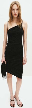Mango Robe asym&eacute;trique fronc&eacute;e noir - Femme - XS - MANGO