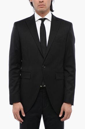 Corneliani CC COLLECTION 1-Knopf-Sakko aus Schurwolle und Seide mit Spitzrevers Corneliani