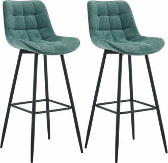 Clp Lot de 2 tabourets de bar Dartford Vert Tissu