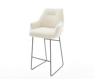 DELIFE Barstuhl Alja-Flex Teddystoff Beige Kufengestell Metall Schwarz Taschenfederkern, Barst&uuml;hle