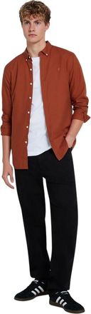 Farah Button-Down-Hemd f&uuml;r Herren, Oxford-Stil, Lang&auml;rmlig (Teakholz Braun)