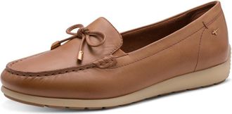 Tamaris Comfort Damen Mokassins aus Leder mit Schleife, Blau (Cognac Nappa), 40 EU
