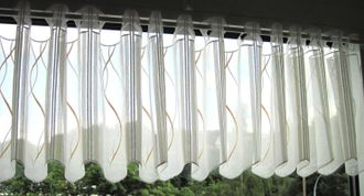 Generic 1 Teil Kurzgardine Panneaux Ecru-Terra mit Stickerei ca. 16x30 cm (B/H)