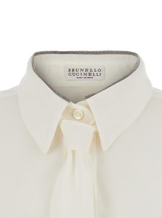 Brunello Cucinelli Silk Crepe Blouse - White