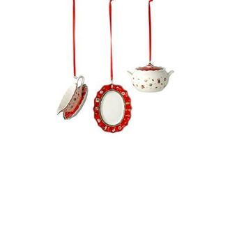 Villeroy & Boch Toys Delight Decoration Ornements Plats de Service, 3 pi&egrave;ces, Ensemble de suspensions &eacute;l&eacute;gantes pour Le Sapin de No&euml;l, Porcelaine, Multicolore, 3 x 6 