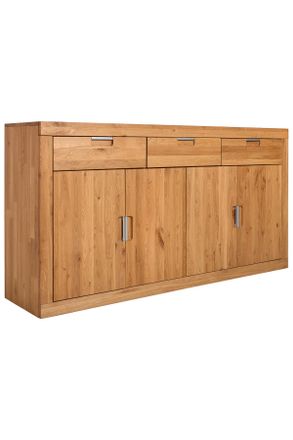 CARRYHOME Sideboard, Wildeiche, Holz, Wildeiche, massiv, 2 F&auml;cher, 3 Schubladen, 177x91x42 cm, Typenauswahl, Beim&ouml;bel erh&auml;ltlich, in verschiedenen Holzarten erh