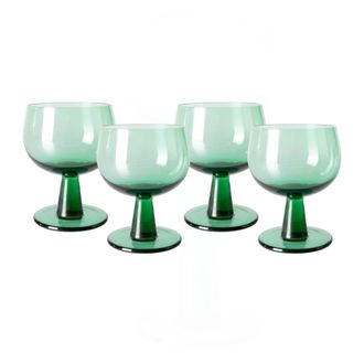 HKliving Verre &agrave; pied The emeralds - Set de 4 HKliving