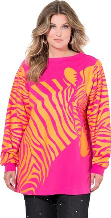Miamoda Damen gro&szlig;e Gr&ouml;&szlig;en &Uuml;bergr&ouml;&szlig;en Plus Size Sweatshirt, A-Linie, Zebra-Muster, weiter Langarm neon Berry 50 837320586-50