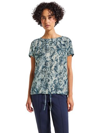 Street One Damen 3227162 Materialmix Shirt, Arona Blue, 42