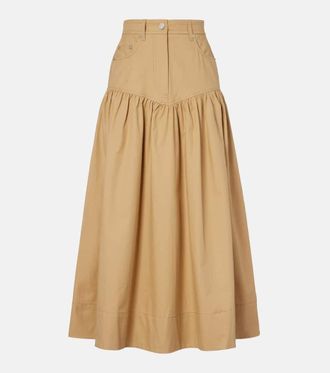 Ganni Jupe longue en coton et lin