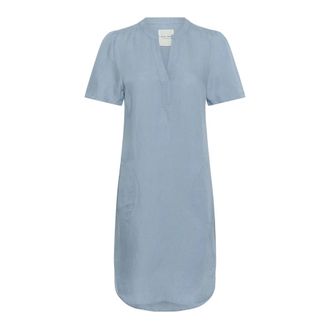 Part Two Verwaschenes Jeanskleid mit kurzen &Auml;rmeln - - Dresses - Damen - Blau - XS