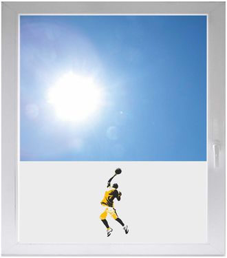 Indigos UG Fensterfolie Blickdicht Basketball - Star - 800x500mm - Sonnenschutzfolie Fenster - Sichtschutzfolie Fenster Bad, K&uuml;che, Fenster, Milchglasfolie