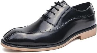 Generic Robe Oxford for Hommes à Lacets, Bout carré, Cuir végétalien, Bout vélo, antidérapante, Basse, Talon Bloc, antidérapante, Classique(Noir,38 EU)