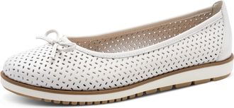 Tamaris Damen Klassische Ballerinas, Frauen Ballerinas,TOUCHit-Fu&szlig;bett,bequemlichkeit,breit,daempfung,elegant,breite,nut,White Leather,41 EU