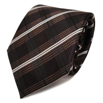 TigerTie Cravate &eacute;l&eacute;gante Marron fonc&eacute; Cr&egrave;me Binder Noir ray&eacute; - Cravate Tie