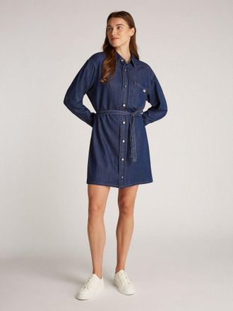 Calvin Klein Jeans Jeanskleid BELTED TENCEL DENIM SHIRT DRESS mit Logostickerei