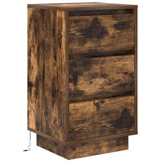vidaXL Nachttisch mit LED-Leuchten R&auml;uchereiche 38x34x65 cm Vidaxl