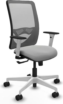 Piqueras y Crespo Hellgrauer Stuhl Zulema mit wei&szlig;en und schwarzen Armlehnen, h&ouml;henverstellbare Lendenwirbelst&uuml;tze, ausgestattet mit Sincro 3 Positionen und Schneidesch