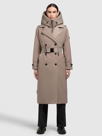 Khujo Trenchcoat KHUJO ELENA, Damen, Gr. XXL, greige, 100% Polyester, unifarben, regular fit, eingesetzt elastischer Bund, M&auml;ntel, Topseller