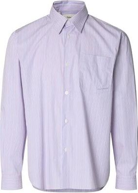 Selected Chemise droite ray&eacute;e en coton
