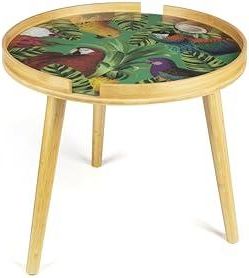 Excelsa Living Table ronde en bambou avec plateau en verre, d&eacute;cors assortis, diam&egrave;tre 48 cm, hauteur 44 cm (Havane)