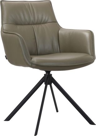 Novel Armlehnstuhl, Schwarz, Olivgr&uuml;n, Metall, Leder, Echtleder, Rindleder, Drehkreuz, 60x89x63.5 cm, Lederauswahl, Sitzfl&auml;che 360&deg; drehbar, automatische R&uuml;