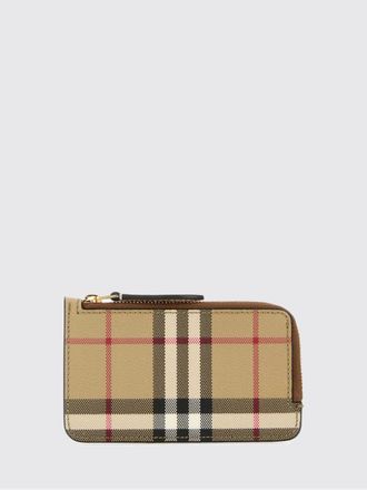 Burberry Porte-cartes plat en cuir et coton enduit &agrave; motif check