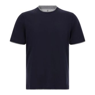 Brunello Cucinelli T-Shirt mit Lagen-Effekt - - Tops - Herren - Blau - M