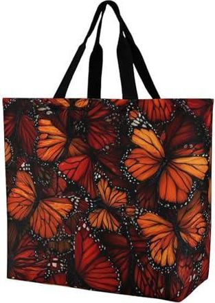 Generic Papillons Monarques Sac Fourre Tout Pliable Sacs De Courses L&eacute;ger Sac Fourre-Tout Pour Travail Shopping Plage