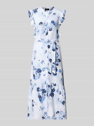 Monari Midikleid aus Leinen-Viskose-Mix im Allover-Look