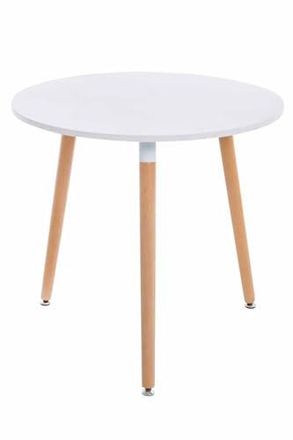 Clp Table de Cuisine Design Retro Ansgar I Table dAppoint Ronde avec 3 Pieds en Bois Diam&egrave;tre 80 cm Hauteur de la Table 75 cm I Couleur, Couleur:Blanc, Co