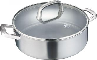 Berndes Pfanne Tricion Resist 28 cm, Servierpfanne extrem kratzfest, schnell erhitzt, inkl. Deckel, PFAS-freie Beschichtung